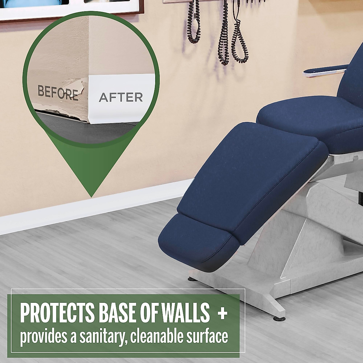 M-D Building Products 75929 2.5-Inch x 120-Feet Dry Back Vinyl Wall Base, Flexible Dry Back Vinyl Trim with Toe - Easy Install Molding Trim for Floors, Baseboards, Bulk Roll, White