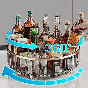 Makeup Perfume Organizer Tray, 360 Degree Rotating Lazy Susan Skincare Lotion Organizer Spinning Cosmetics Storage for Dresser, Vanity, Bathroom Countertop (White)