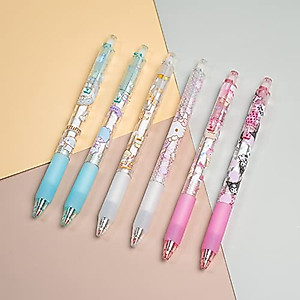 Eiodlulu Anime Gel Ink Pens 6 Pcs Cat Cute Kawaii School Supplies Set Ballpoint Pens For Students Teen Girls Gift Black 0.5mm