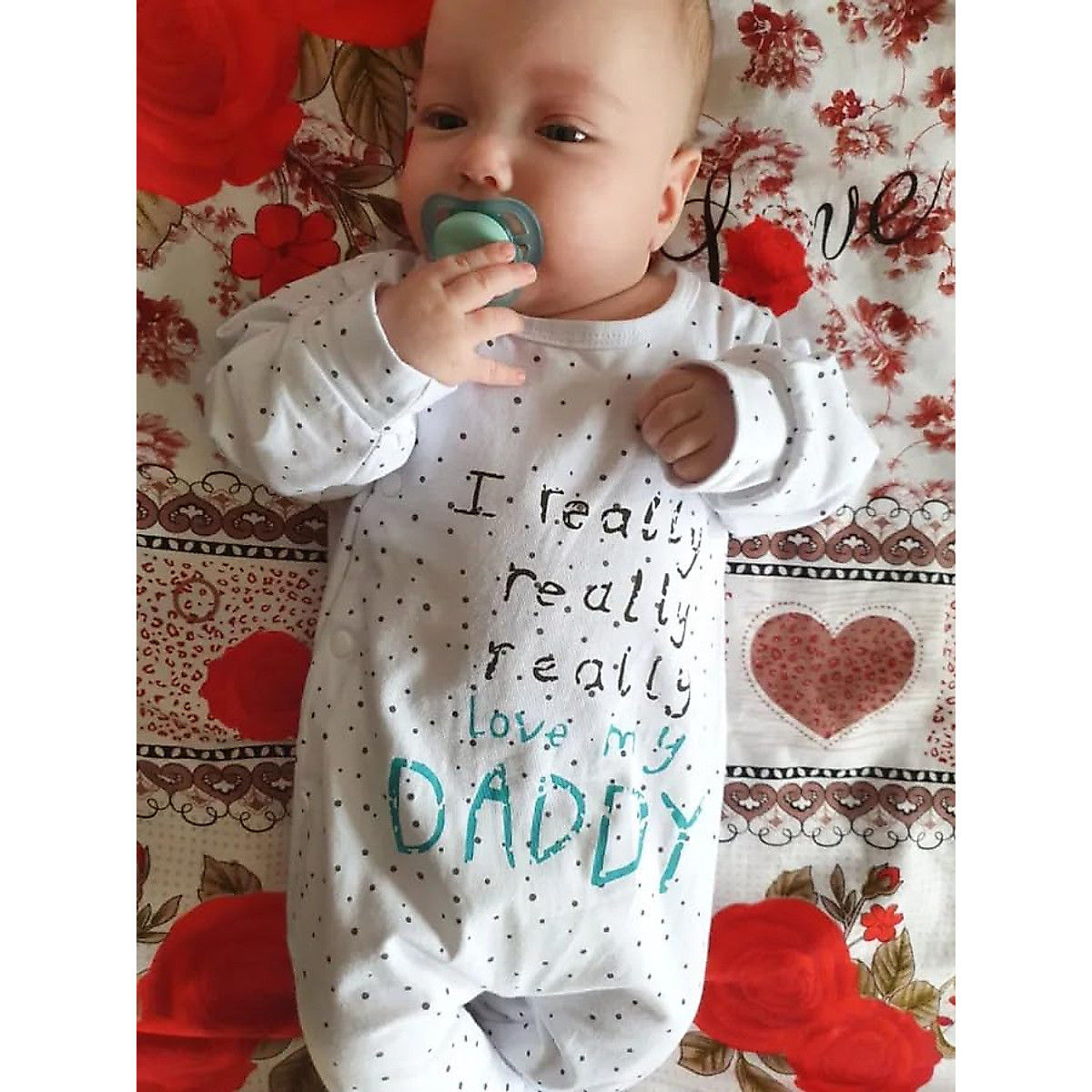 KuKitty Baby Boys Girls Romper I Really Love My Daddy and Mummy Print Jumpsuit (Daddy, 0-3 Months)