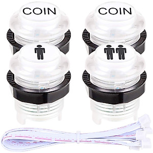 EG STARTS Classic Arcade DIY Kit Parts 2x USB LED Encoder To PC Consols Games + 2x 4/8 Ways Joystick + 20x 5V Illuminated Push Buttons For Mame Raspberry pi (Red/Blue Stick + MIX Color Buttons)