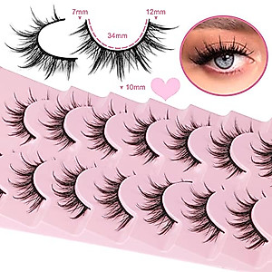 Manga Lashes Natural Look False Eyelashes Anime Lashes Mink Wispy Fluffy Spiky 3D Volume Eyelashes Pack Korean Japanese Asian Cosplay Fake Eyelashes Look Like Individual Cluster 7 Pairs by EYDEVRO