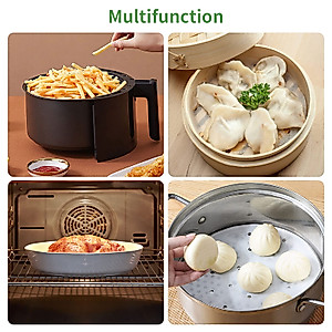 PROKITCHEN 200pcs Air Fryer Liners 8 inch (20.3cm) Round Bamboo Steamer Liners Premium Perforated Parchment Paper Sheets Non-stick Basket Mat for Air Fryers Steaming Baking Dumplings Cooking