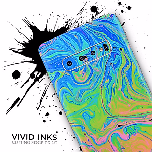 DesignSkinz Neon Color Swirls Protective Vinyl Decal Wrap Skin Cover Compatible with The Samsung Galaxy S20 (Screen Trim & Back Glass Skin)