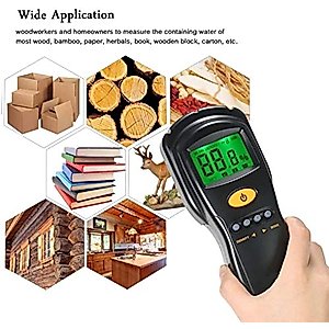 Wood Moisture Meter, Lumber Damp Detector, Moisture Content Tester with LCD Display, Range 2%～70%, Suitable for Measuring The Containing Water of Wood, Bamboo, Paper & Herbals