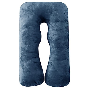 WhatsBedding Pregnancy Pillows for Sleeping,Memory Foam Filling U Shaped Pregnancy Pillows Full Body Pillow for Pregnancy with Velvet Cover (55 inches, Blue)