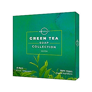 O Naturals 6-Piece Green Tea Herbal Essential Oils Natural Bar Soap Collection Moisturizing Face & Body Cleanser Gift Set Vegan Ingredients Shea Butter Enriched. Men & Women 4oz