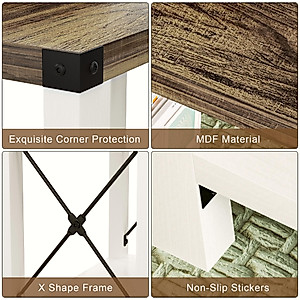 GAZHOME Farmhouse End Table for Small Spaces, Set of 2,Narrow Side End Table with Storage Shelf, Rustic X-Design Nightstand Sofa Table for Living Room, Bedroom White