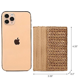 YIKOEE Straw Purse for Women Summer Beach Woven Bag With PomPom (Light Khaki)