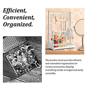 coobest Jewelry Organizer, Jewelry Holder Organizer w/36 Earring Organizer and 10 Necklace Holder, Velvet Ring Holder & Jewelry Dish,Jewelry Display Stand for Room Decor, Christmas Gifts Idea for Mom