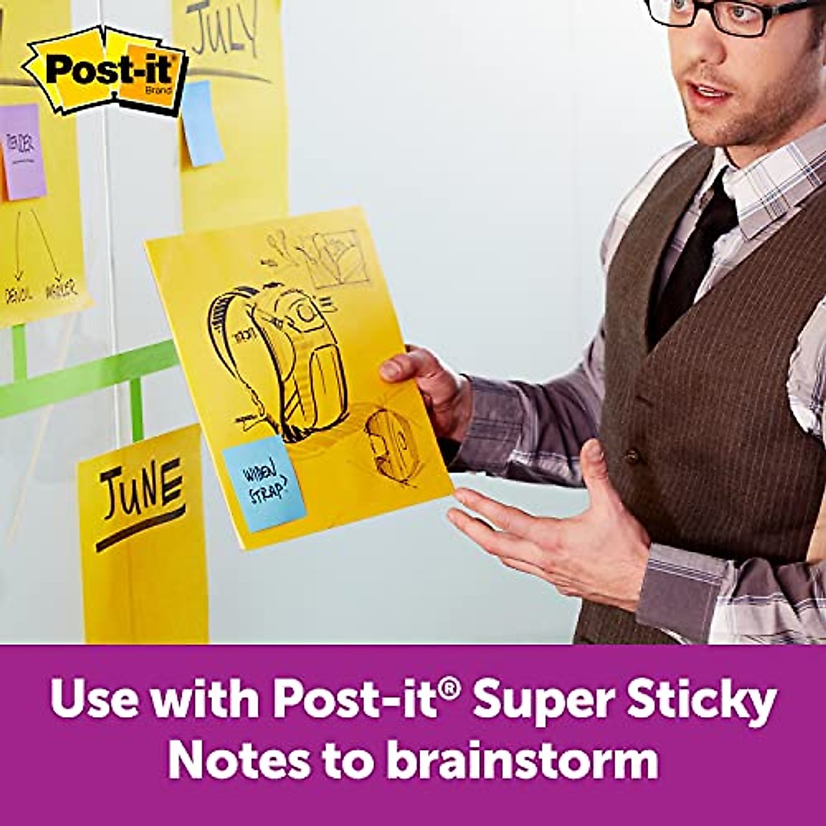 Post-it Super Sticky Big Notes, 11 in x 11 in, 1 Pad, 2X The Sticking Power, Neon Green (BN11G)