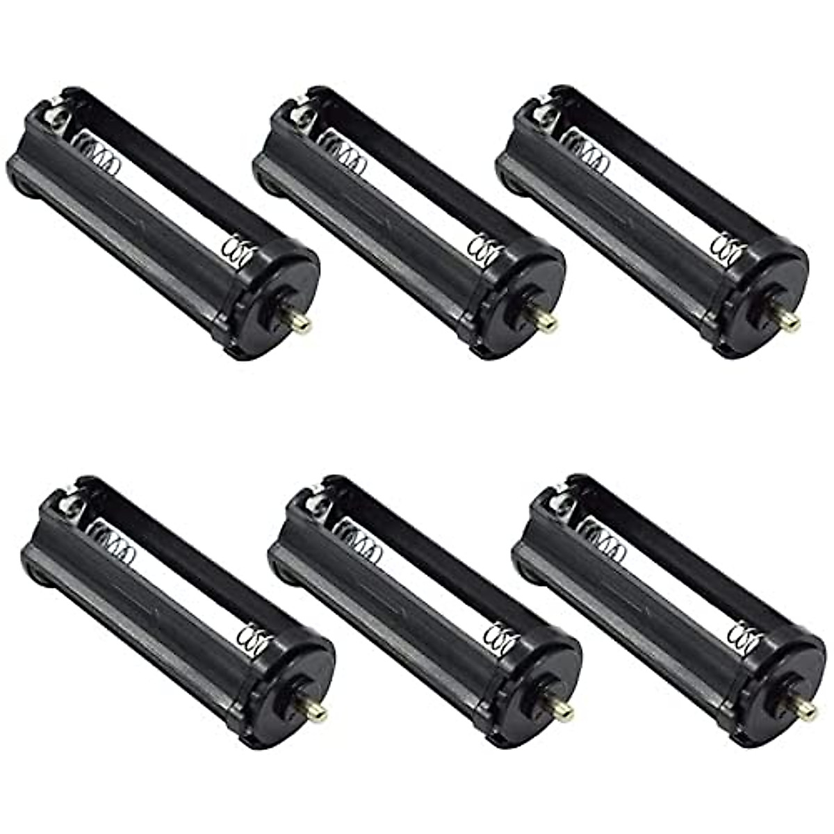 bnafes Cylindrical Battery Holder Battery Storage Case for 3 x 1.5V AAA Batteries Flashlight Torch Black - (6 Pcs)