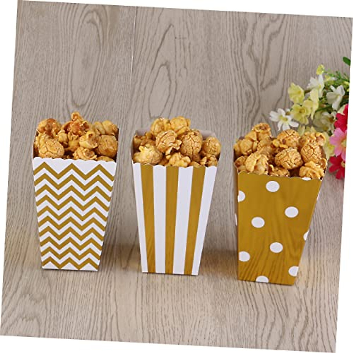 FUNOMOCYA 50pcs Popcorn Boxes Cookie Container Candy Containers Disposable Containers Popcorn Containers Party Candy Boxes Cookies Box Popcorn Cup Popcorn Bucket Cardboard Golden