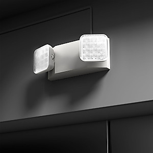 EXITLUX 4 Pack White LED Exit Sign with Emergency Lights with Battery Backup Adjustable Two Head Ultra-Bright -White Commercial Fire Safety Light for Business