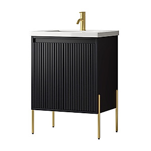 Dowell 24" Inch Charcoal Bathroom Vanity with Ceramic Sink Combo, Modern Bathroom Cabinet with Soft-Close Door, Freestanding Single Bathroom Vanity Set - 002 Series [Assembly Required]