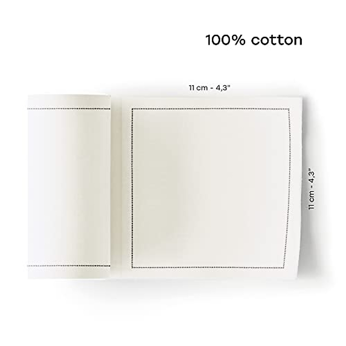 My Drap Basics Cotton Cocktail Napkin, 50 Per Roll, Cream, 4.3 x 4.3 Inch