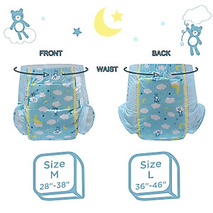 Littleforbig Adult Printed Diaper 40 Pieces (4 Packs) - Little Dreamers (Large 36"-46")
