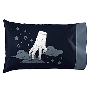Jay Franco Wednesday Addams Queen Sheet Set - Super Soft Kids 4 Piece Bedding Set - Moon and Stars Microfiber Sheets Includes Reversible Pillow Covers
