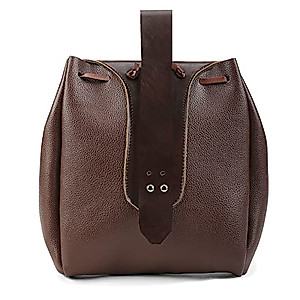 FORNYIN Unisex Adult Medieval Belt Pouch Leather Renaissance Belt Bag Viking Cosplay Bag Pouch (Dark Brown)