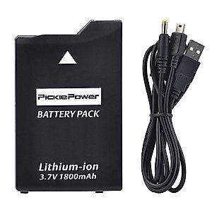 Pickle Power PSP 1000 Battery, 1800mAh PSP Battery and Charger Cable for Sony PSP 1000 PSP-110 (1001, 1002, 1003, 1004, 1005, 1006, 1007, 1008, 1010), PSP Fat Console