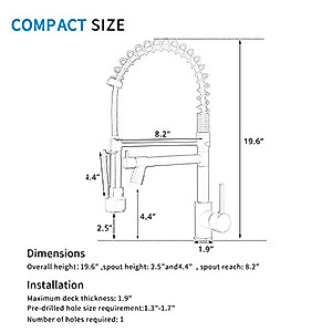 AIMADI Kitchen Faucet,Black Kitchen Faucet,Commercial Kitchen Faucet with Sprayer Single Handle Single Hole Spring Kitchen Sink Faucet,Matte Black