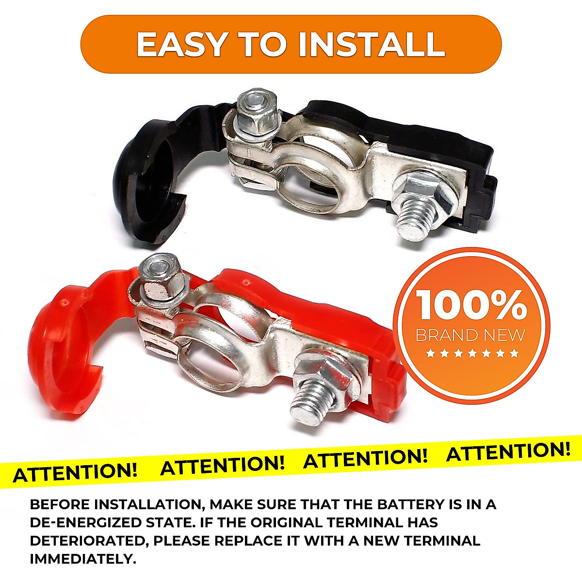 Car Battery Terminal Connectors, Heavy-Duty 12V Battery Terminals for Cars, Trucks & SUVs, Quick Release Battery Cable Clamps, Positive & Negative Battery Connectors