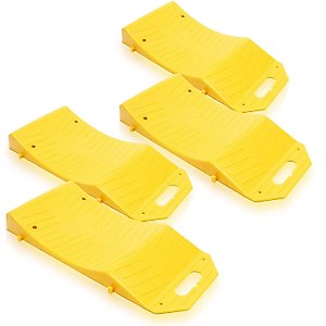 ZONETECH Tire Saver Ramps Premium Quality Portable Highly Visible Yellow Tire Cradle Vehicle Travel Ramps for Storage-Flat Spot and Flat Tire Prevention (4-Pack)