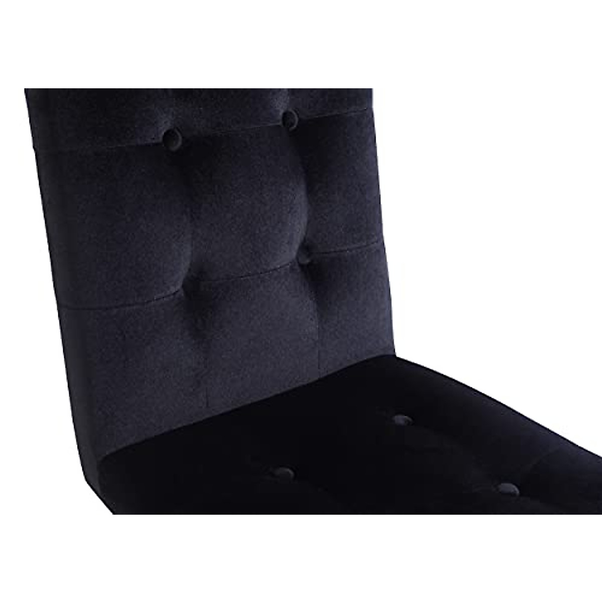 Iconic Home Liam Contemporary Brass Metal Frame Modern Tufted Velvet Polished Dining Side Chair, Black (Set Of 2)