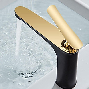JBQ Bathroom Faucets Bathroom Sink Faucet Bathroom Vanity Faucet Solid Brass Sink Faucet Hot and Cold Single Handle countertop Mounted Toilet Crane Faucet (Color : Black Gold)