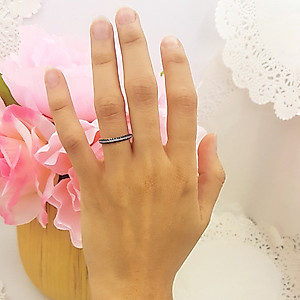 Dazzlingrock Collection 0.20 Carat (ctw) 10K Round Blue & White Diamond Ladies Wedding Band 1/5 CT, Rose Gold, Size 5.5