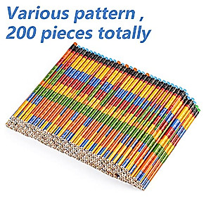 Kolewo4ever 200 Pieces Building Block Wood Pencils Colorful Round Pencils with Top Erasers Kids Birthday Goody Bag Bulk Filler for Exams, School, Office, Sketching and Learning Activities (200)