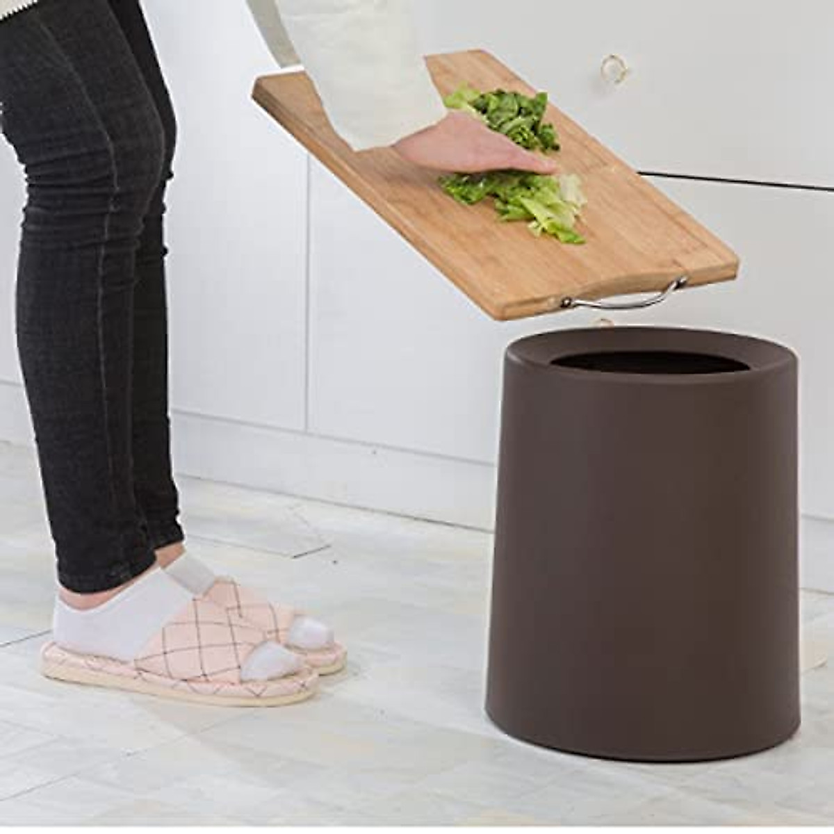 UNNIQ Trash can, Plastic You Haven't Seen Round Trash Can, Trash Can Recycling Bin, Bathroom, Kitchen, Bedroom, Home Office, Outdoor Trash Can Recycling (Color : White, Size : Small)