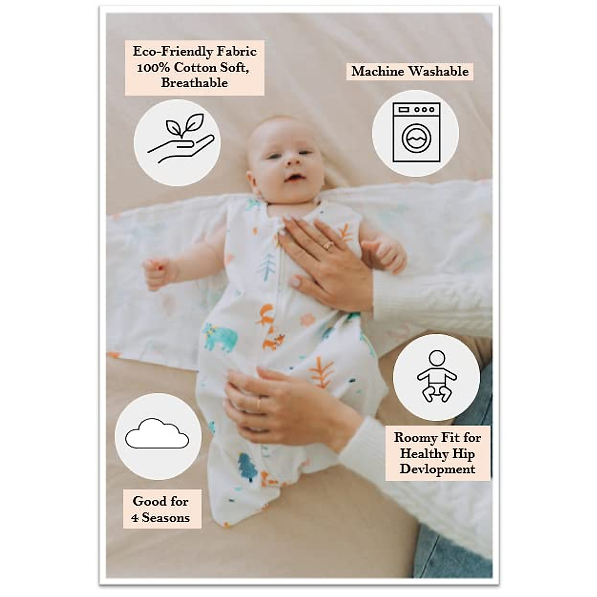 Adjustable Wearable Sleep Sack Newborn 0-6 Months | Baby Swaddle Blanket Boys, 3-6 Months | Soft Breathable Cotton Sleep Bag Infant, Sleepsack Newborn Essentials, 1.5 TOG All Seasons, Multicolor