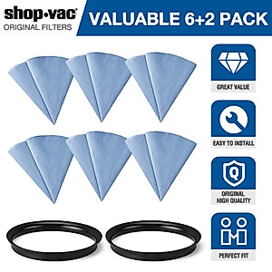 Shop-Vac 5 Gallon 2.0 Peak HP Wet/Dry Vacuum 5971536 + 90107 Paper Disc Filter 6 Pack