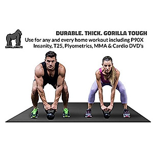 Premium Extra Large Exercise Mat - 10' x 4' x 1/4" Ultra Durable, Non-Slip, Workout Mats for Home Gym Flooring - Plyo, MMA, Cardio Mat - Use With or Without Shoes (120" Long x 48" Wide x 6mm Thick)