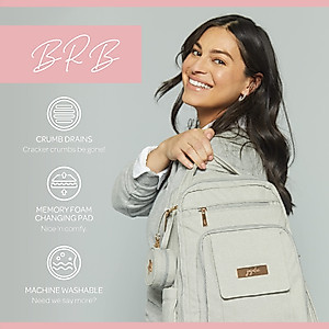 JuJuBe Diaper Bag, Travel Backpack with Portable Changing Pad, Stroller Hooks, Pockets for Baby Bottles, Diapers, Pacifier, Wipes, Snacks, Essentials, Mommy Carrier, Be Right Back - Dotted Diamond