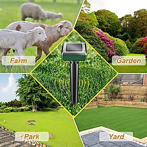 Mole Repellent Solar Powered 4 Pack Ultrasonic Sonic Repellent, Vole Snake Gopher Deterrent Spikes for Lawn Garden, Outdoor Yard Groundhog Chipmunk Repeller