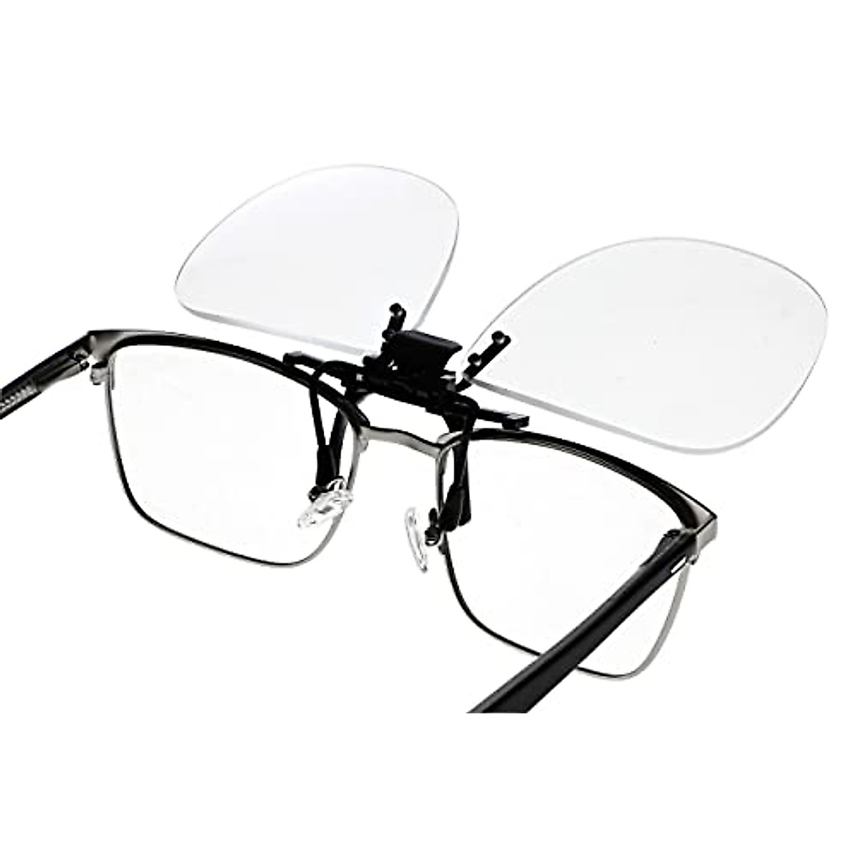 Magna-flip Clip on Flip up Magnifiers, 5.00 Power Converts Distance Glasses and Into Reading and Computer Glasses