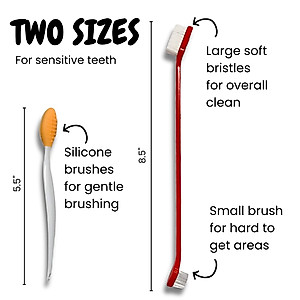 Otterly Pets 7-Piece Dog Toothbrush Set for Sensitive Teeth – 5 Double-Sided Silicone Brushes & 2 Soft Bristled Brushes for Gentle, Effective Cleaning