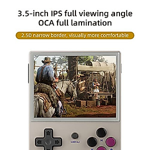 RG35XX Handheld Game Console 3.5 Inch IPS Screen Retro Games Consoles Classic Emulator Retro Handheld Games Consoles Preinstalled Video Games System 64G with Portable Case Gray
