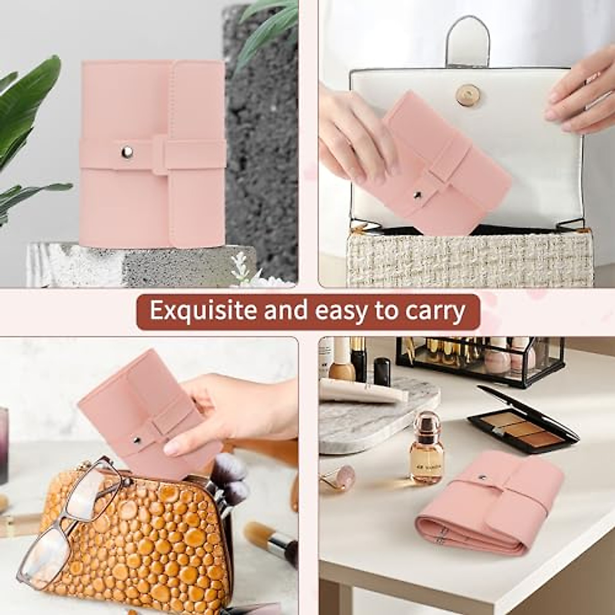 Fangoo Earring Book Organizer Stud Earring Storage Case Travel Small Earring Holder Organizers Display Portable Earring Binder Pu Leather Capable to Hold 42 Pairs (Pink