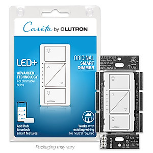 Lutron Caséta Wireless Smart Lighting Dimmer Switch for Wall and Ceiling Lights | PD-6WCL-WH | White
