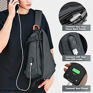 DWQOO Crossbody Sling Bag for men and women,Casual Daypack Shoulder bags Chest Bag, Travel Hiking Chest Daypack for 8" inch tablet,Grey