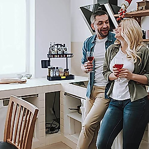 BeesVo 2 Sets of 2-Tier Bathroom Organizer Countertop - Kitchen Spice Rack Organizer, Multi-Purpose Counter Organization and Storage for Bathroom, Kitchen, Bedroom, Offices, Metal Black