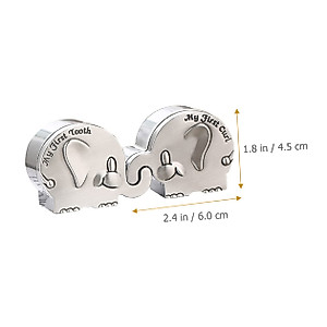Kisangel 1 pair box Kids and Curl Shower Elephant Container Silver Keepsake Save Souvenir St Toddler Storage Saver for Fairy Organizer First Metal Teeth Holder Tooth