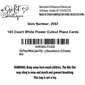 Gift Boutique 100 Lilies Place Cards White Floral Flower Wedding Seating Name Card Table Setting Folded Tent Cards 2 x 3.5 Inches