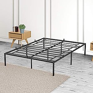 Alkmaar Full Size Bed Frame,14 Inch Black Metal Full Bed Frame,No Box Spring Needed Full Size Platform Bed Frame
