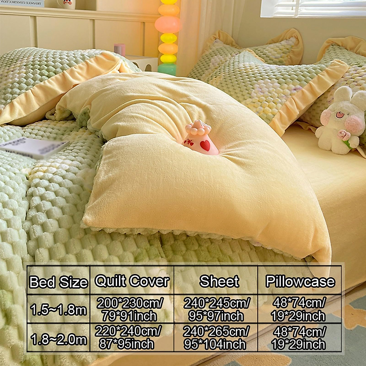 XHCTNN 4Pcs Queen Sheet Set - High Weight Milk Fleece Soft Beding Floral Pattern Quilt Cover Pillowcase for Fall Winter & Spring(I,1.5~1.8m/200 * 230cm)