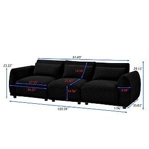 kevarada Boucle Sectional Couches for Living Room,Comfy Upholstered Modular Sectional Sofa with Ottoman,Small Sectional Couch Sofa Set for Living Room (3Seats&1Ottoman-Black)