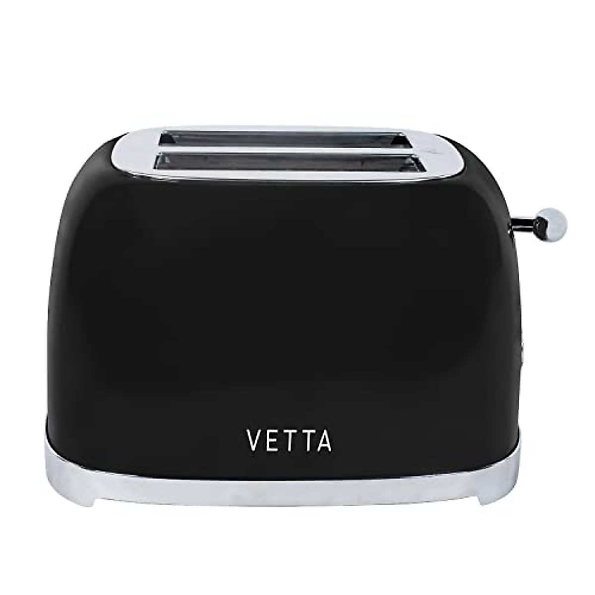 VETTA 2-Slice Extra-Wide-Slot Retro Toaster with Defrost, Bagel, and Cancel Functions, 6 Shade Settings, Self-Centering for Even Cooking and Removable Crumb Tray, Stainless Steel in Black (Black)